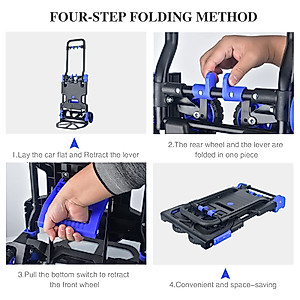 Oyoest Folding Hand Truck Heavy Duty 330LB Load Carrying,Convertible Dolly Cart with Retractable Handle and 4 Rubber Wheels,Portable Hand Truck Foldable for Luggage/Personal/Travel/Mobile/Office Use.