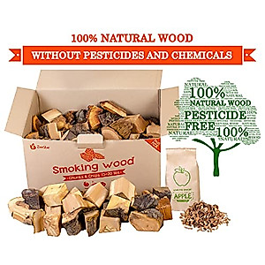 Zorestar Apple Cherry (Fruit Mix) for and Grilling - 13-15lb and BBQ Cooking firewood logs 15 lb - Apple (Fruit Mix) fire Wood and Chips - Box of fire logs for Camp, Grilling, Fireplace, Smoking