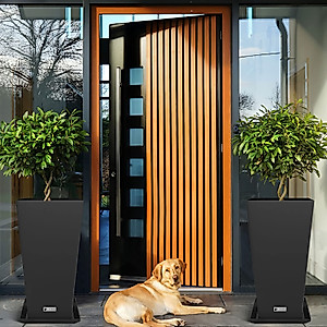 Elevens 28" Outdoor Planter Larger Flower Pots Indoor Modern Tapered Square Outdoor Planter Indoor and Outdoor Flower Pots for Front Door, Patio and Deck（2 Packs）