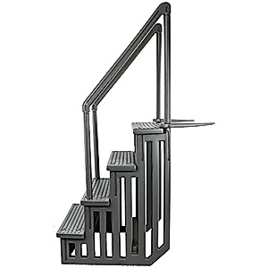 Aqua Select Above Ground Anti-Slip Pool Steps to Deck | Safety Swimming Pool Ladder | Designed for Above Ground Swimming Pools | Holds Up to 350 Pounds | Grey