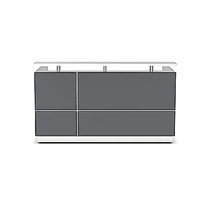 GW FURNITURE Modern Space Grey Reception Desk (71 inch) with Quartz Stone Counter TOP