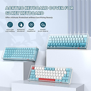 ZIYOU LANG KC01 Acrylic Clear Transparent Keyboard Cover(11.5*4.1*1.14’’) with Dustproof Waterproof Anti-hit Anti-cat Protective Case for 60% Small Layout 61Key 64Key 68Key Mechanical Gaming Keyboard