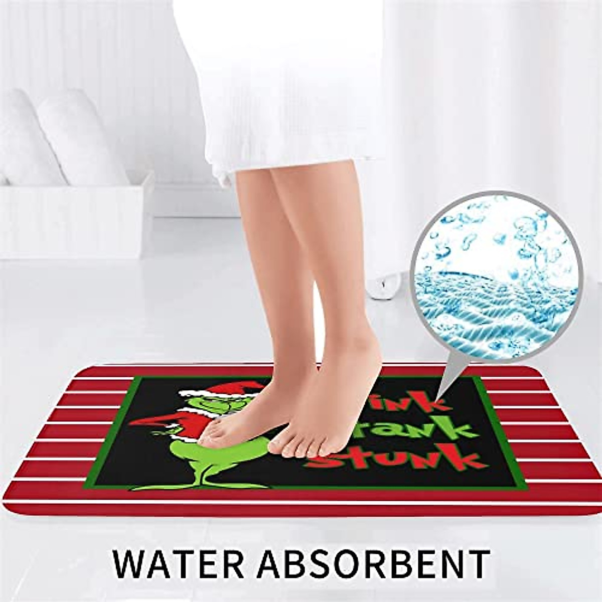 WRUJOJU 4 Pcs Christmas Shower Curtain Set with Non-Slip Rug, Toilet Lid Cover and Bath Mat,Xmas Shower Curtains with 12 Hooks, Christmas Shower Curtain Sets for Bathroom