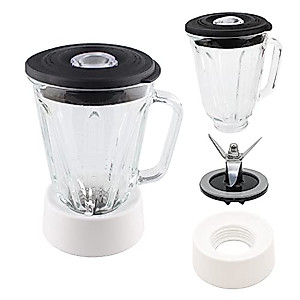 Anbige Replacement Parts 5cups Glass jar with SPB-7 White Collar and blade,Compatible with Cuisinart Blender