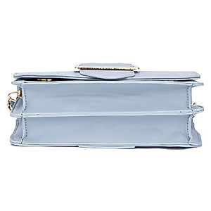 Olivia Miller Women's Fashion Liam Faux PU Leather w Buckle Detail n Front Flap, Blue Small Crossbody Bag w Removable Strap, Evening Everyday Casual Work Purse Handbag