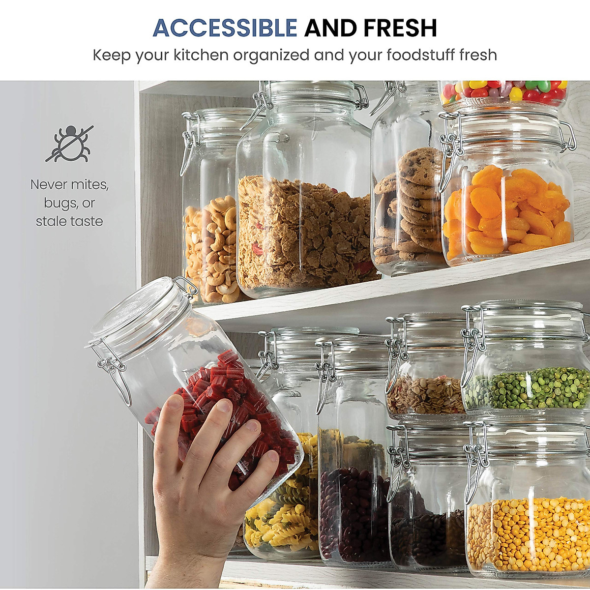 Bormioli Rocco Glass Fido Jars - 101½ Ounce (3 Liter) with hermetically Sealed hinged Airtight lid for Fermenting, Preserving, Bulk - dry Food Storage, With Paksh Novelty Chalkboard Label Set (2 Pack)