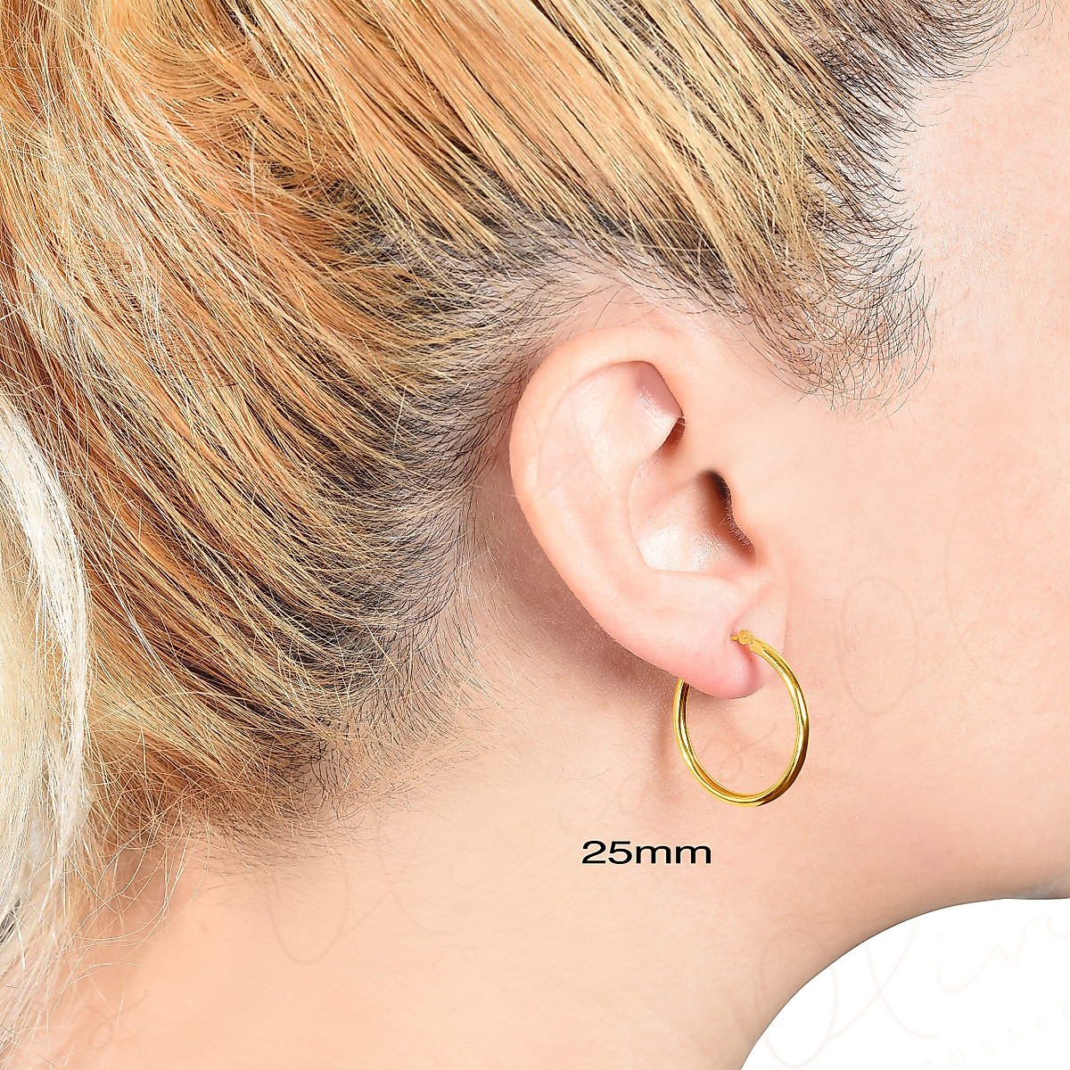 14k Yellow Gold Hoop Earrings 25x2.0mm