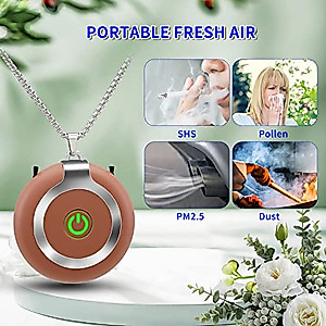 OVICISK Necklace Air Purifier, Personal Air Purifier, USB Rechargeable Travel Size Air Purifier, Portable Wearable Air Purifier for Home, Kids, Adults, Office, Smell-Brown