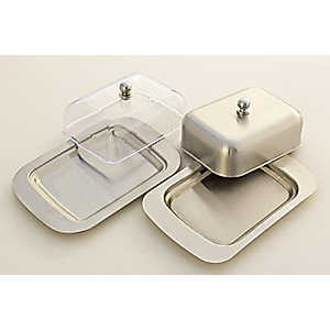 Zoie + Chloe Stainless Steel Butter Dish with Easy to Hold Lid
