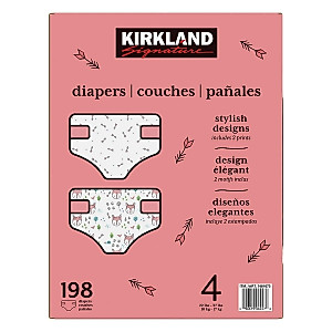 Kirkland Signature Diapers, Size 4 (22-37 Pounds), 198 Count