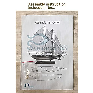 SAILINGSTORY Wooden Sailboat Model Ship Bluenose 1/85 Scale Replica Schooner Sailboat Decor Medium