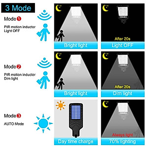 Solar Street Light Outdoor, Solar Street Light Parking Lot Lights Commercial Dusk to Dawn, 6500k IP65 Waterproof Led with Remote Control Motion for Street,Court,Tree