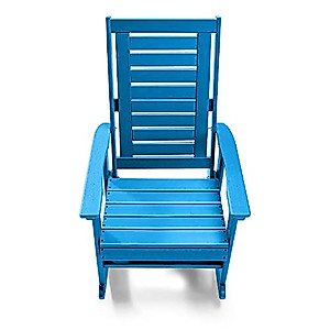 GREENVINES Outdoor Rocking Chairs | Porch Rocker | HDPE Plastic | Pacific Blue | Oversized Rockers | High Back | Big & Tall | Ladder Back | for Patio Outside Backyard Balcony Garden