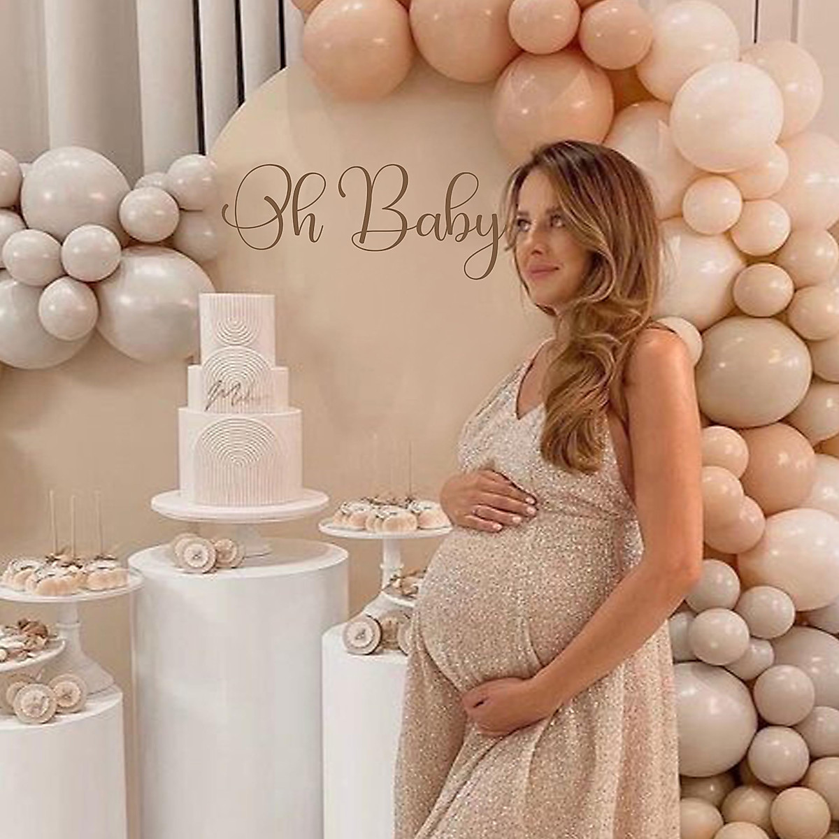 ZAIBIANHAO Oh Baby Shower Party Wall Decal Sign - Balloon Arch Wall Decoration, Gender Reveal Boy, Girl Baby Shower Decorations,Oh Baby Sign Decor (Oh Baby Decal)