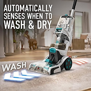 Hoover SmartWash+ Automatic Carpet Cleaner Machine, for Carpet and Upholstery, Deep Cleaning Carpet Shampooer, Carpet Deodorizer and Pet Stain Remover FH52000, Turquoise