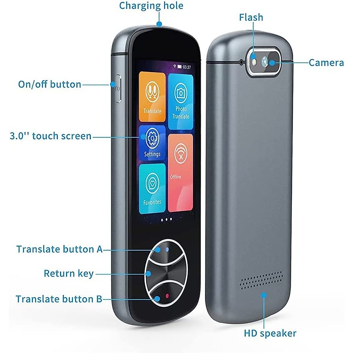 Language Translator Device Portable Real-time Voice Translation in 127 Different Languages and Accents, Support Instant Offline/WiFi/Hotspot Accuracy Image Interpreter Translation