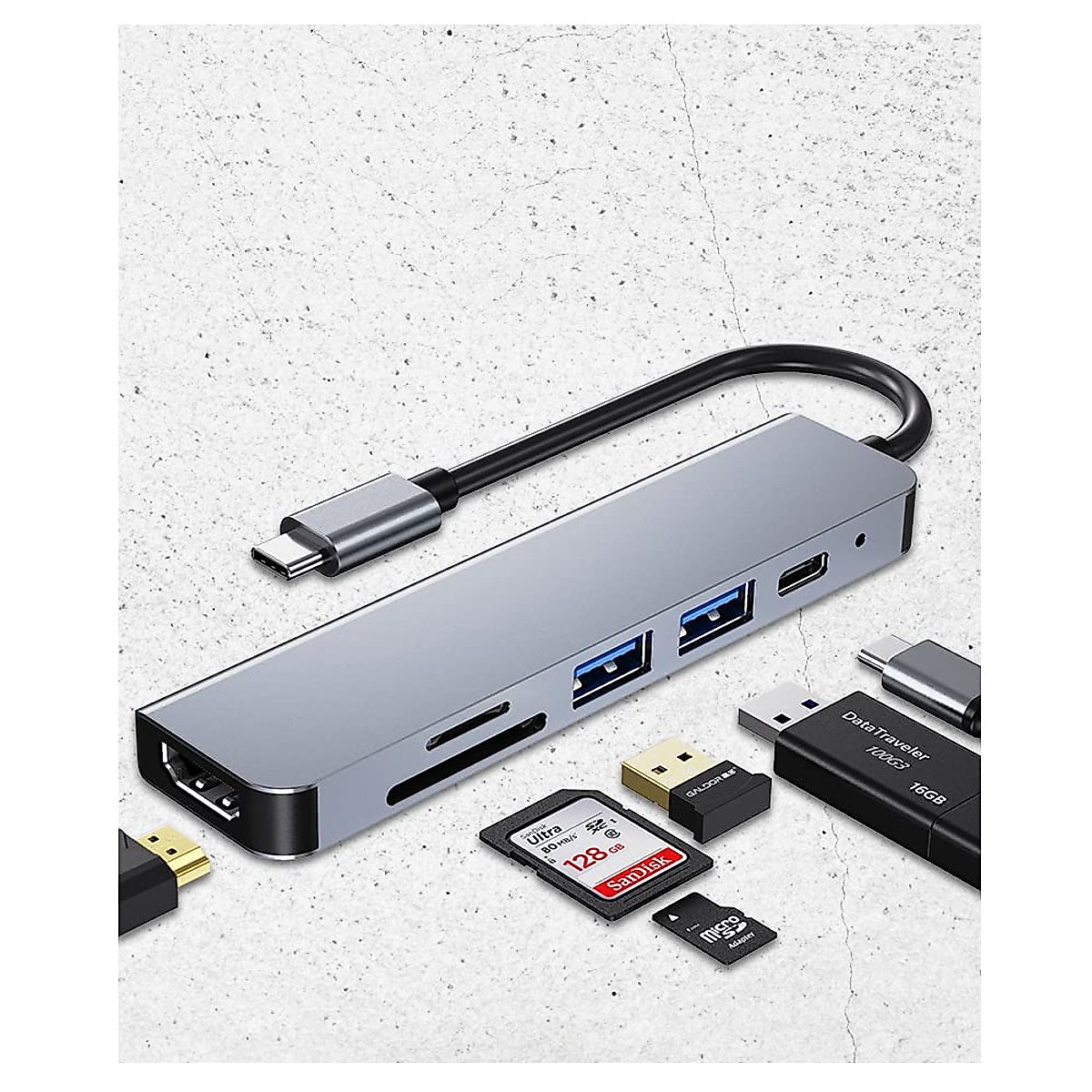 navor USB C Hub 6 in 1 with 4K HDMI Resolution, 87W PD, 1 USB 3.0 & 1 USB 2.0, TF/SD Reader, Compatible with All Type-C Channel Computers, Thunderbolt 3/4, Samsung S8, S9, S10, Huawei10, mate10pro