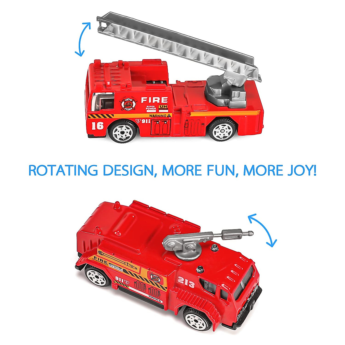 14 Pcs Fire Truck with Firefighter Toy Set, Mini Die-cast Fire Engine Car, Mini Rescue Emergency Vehicle Playset for Kid Boy Girl Birthday Christmas Party Favors