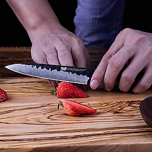 FINDKING Dynasty Series 5" Kitchen Utility Knife and 8" Chef Knife, High Carbon Clad Steel Octagonal Handle Kitchen Knives