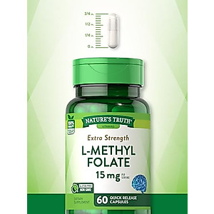 Nature's Truth L Methylfolate 15mg | 60 Capsules | Non-GMO & Gluten Free Supplement | Extra Strength