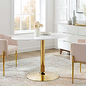 Modway Verne Modern Oval 48" Dining Table in Gold White