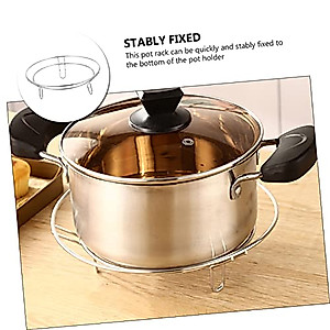 Mobestech Stainless Steel Pot Rack Desktop Tripod Heavy Duty Tripod Stainless Steel Saute Pan Wok Ring for Gas Stove Korean Pot Wok Ring for Electric Stove Stainless Steel Silver Pan Rack