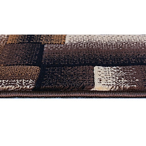 Masada Rugs, Modern Contemporary Runner Area Rug, Brown Black Beige (2 Feet X 7 Feet)