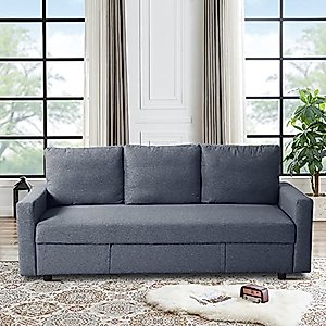 NicBex Convertible Sectional Sofas, 3 Seat Couch, Navy