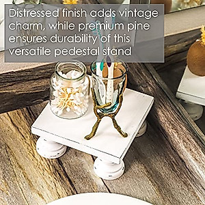 Decorative Riser Pedestal display stand, Display bathroom and home décor, risers for display of farmhouse kitchen decor, wood riser tray (White Feet)
