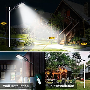 HangGe SUN 300W Solar Street Light Outdoor Lamp Dusk to Dawn LED Solar Lights with Remote Control 24000LM Flood Light Solar Powered,IP66 Waterproof Security Lighting,for, Yard Garden Street