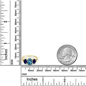 Gem Stone King 10K Yellow Gold Oval London Blue Topaz and Blue Sapphire Engagement Ring For Women (2.64 Cttw, Gemstone Birthstone) (Size 9)