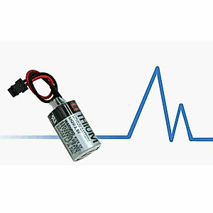 BAOBUTE 2PCS ER3V 3.6V 1000mAh PLC Lithium Battery Compatible for Toshiba JZSP-BA01 146705-1(with Black Connector), 14.5*25mm