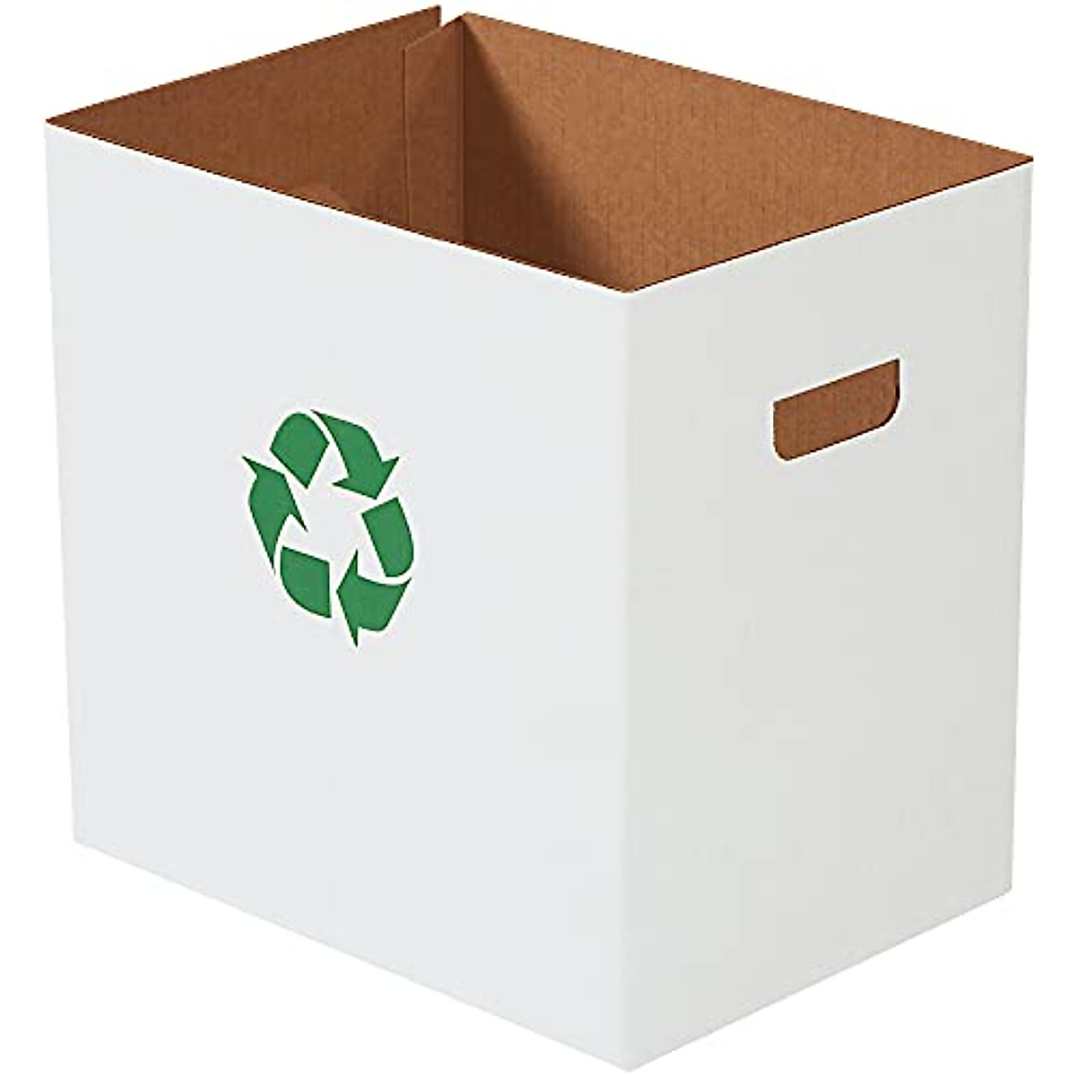 Aviditi 7 Gallon Corrugated Cardboard Trash Can and Recycling Bins with Recycle Logo, 15" x 11" x 15", White, Reuseable and Disposeable Garbage Container for Parties and Outdoor Events, 20 Pack