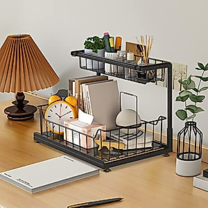 Suppino Under Sink Organizer, 2-Tier Metal Put Out Under Kitchen Sink Organizers and Storage, Sliding Shelf Cabinet Organizer for Kitchen, Bathroom, Desk, etc