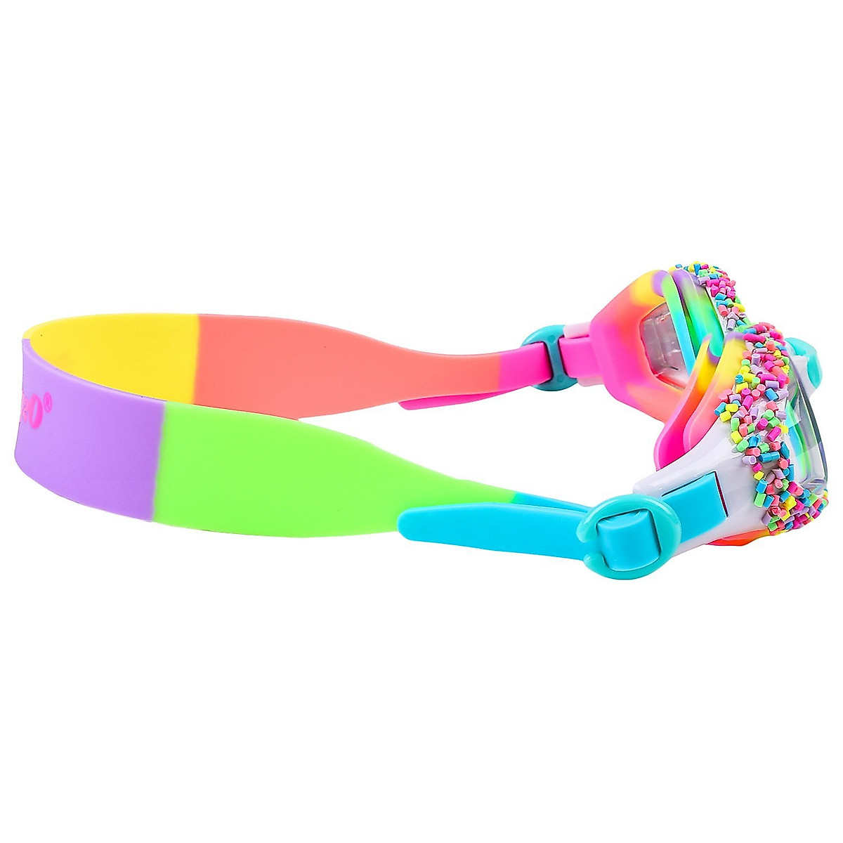 Bling 2O Girls' Rainbow Cake Kids Swimming Goggles (Ages 3+ up) - UV Protection, Latex-Free, 100% Silicone Material - Includes Anti-Fog & Adjustable Nose Piece