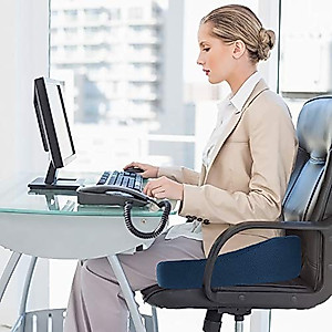 Seat Cushion for Office Chair, Mkicesky Memory Foam Coccyx Cushion Relieve Tailbone, Lower Back, Hip, Sciatica Pain, Ergonomic Seat Pad for Car, Wheelchair, Desk Chair and Sitting on Floor