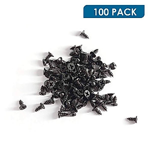 Small Screw, BLUELEC Antique Style Finish Wood Screws for Fastening Plank, Plastic Materials or Resin Plywood, 45° Flat Head, Phillips Drive, 100pcs, (2.5×6mm, 0.1×0.23inch, Black)