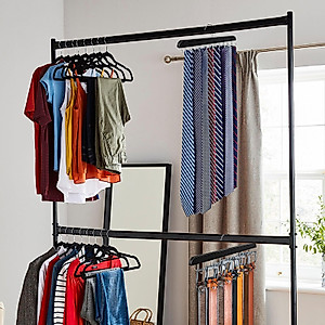 Belt Hanger for Closet, Holds Max 60 Belts, Wooden 20 Hooks Belt Organizer Wardrobe Accessory, 360° Rotatable Belt Storage Hanger Rack Space Saver for Belt, Bra, Tank Top, Tie, Scarf (2)