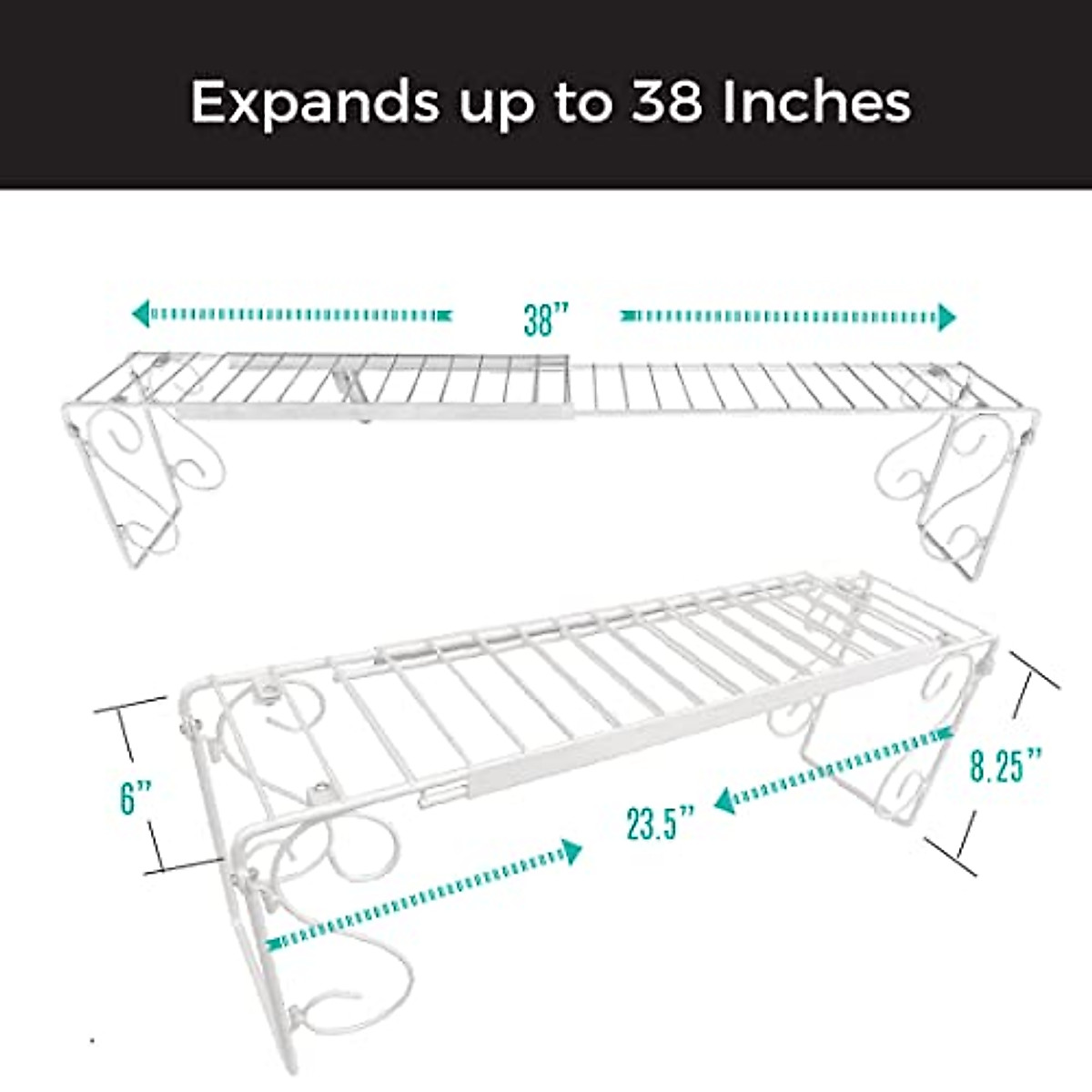 Trenton Gifts Kitchen Storage Sink Shelf Organizer, Expandable Wire Rack, White