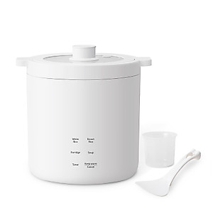 Olayks Mini Rice Cooker 2 Cup Uncooked, Small Electric Cooker, with 4 Cooking Functions, 24 Hour Preset and Heat Preservation, Anti Scald Carry Handle
