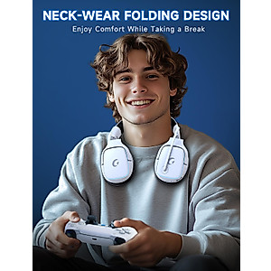 Gvyugke 2.4GHz Wireless Gaming Headsets for PS5, PS4, PC, Switch - Bluetooth 5.3 Gaming Headphones with Noise Canceling Mic, 7.1 Surround Sound, 70H Battery, Gaming Lighting - White