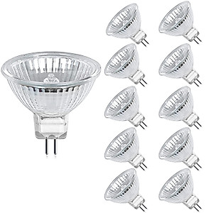 MR16 GU5.3 Halogen Light Bulbs (10 Pack) 20W 12V 3000k Warm White Spotlight Precision Halogen Reflector Fiber Optic Light Bulb 12V 20W for Landscape Light,School,Family,Tunnel Light