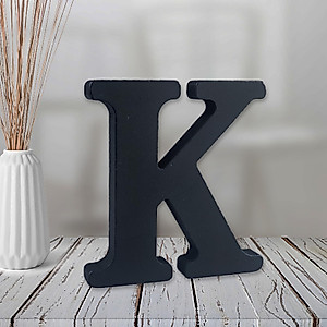AOCEAN 4 inch Black Wood Letters Unfinished Wood Letters for Halloween Decorative Standing Letters Slices Sign Board Decoration for Craft Home Party Projects (K)