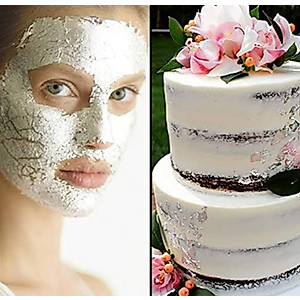 GLC Gold Leaf Silver Leaf, 99.9% Pure Silver Leaf Varakh Foils 50pcs 7 x 5 inch for Sweets Deco,Cake Baking,Chocolate,Supari,Serums,Ayurvedic Medicine,Decoration,Beauty Face Kits,Painting Art Crafts_