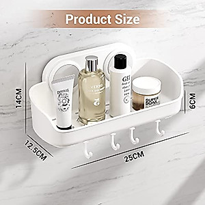 LUXEAR Shower Caddy Suction Cup NO-Drilling Removable Bathroom Shower Shelf Powerful Shower Organizer Max Hold 22lbs Caddy Basket Waterproof & 2 pack shower suction hooks