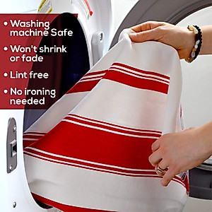 Kitchen Dish Towels - Set of 4 Cotton Tea Towels 20 x 28 inch - Best Dish Cloths for Hand Towels or Embroidery in Vibrant Colors - Red