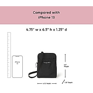 Baggallini Bryant Smartphone Pouch and-Purse - Lightweight, Water Resistant-Travel-Bag with RFID Protection, Adjusts to Become-Belt-Bag or -Fanny Pack Black