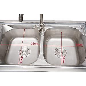 RustyVioum Commercial Sink Stainless Steel, 304 Stainless Steel Commercial Kitchen Sink for Any Dining Environment, Gooseneck 360 Degree Rotation Faucet, Silver