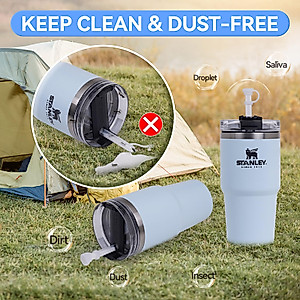 Hotanry 6pcs Spill Stopper Set for Stanley Quencher H1.0 40oz & 30oz Tumbler with Handle, Stanley Cup Accessories Including 2 Straw Cover Cap, 2 Square Spill Stopper, 2 Round Leak Proof Stopper