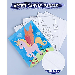 Nicpro 34PCS Kids Painting Set with Pattern Canvas, Art Painting Supplies Kit with 12 Acrylic Paints,10 Brushes,6 Canvas Panels,Table Easel,Paper Pad,Color Wheel,Palette for Beginner Student Toddlers